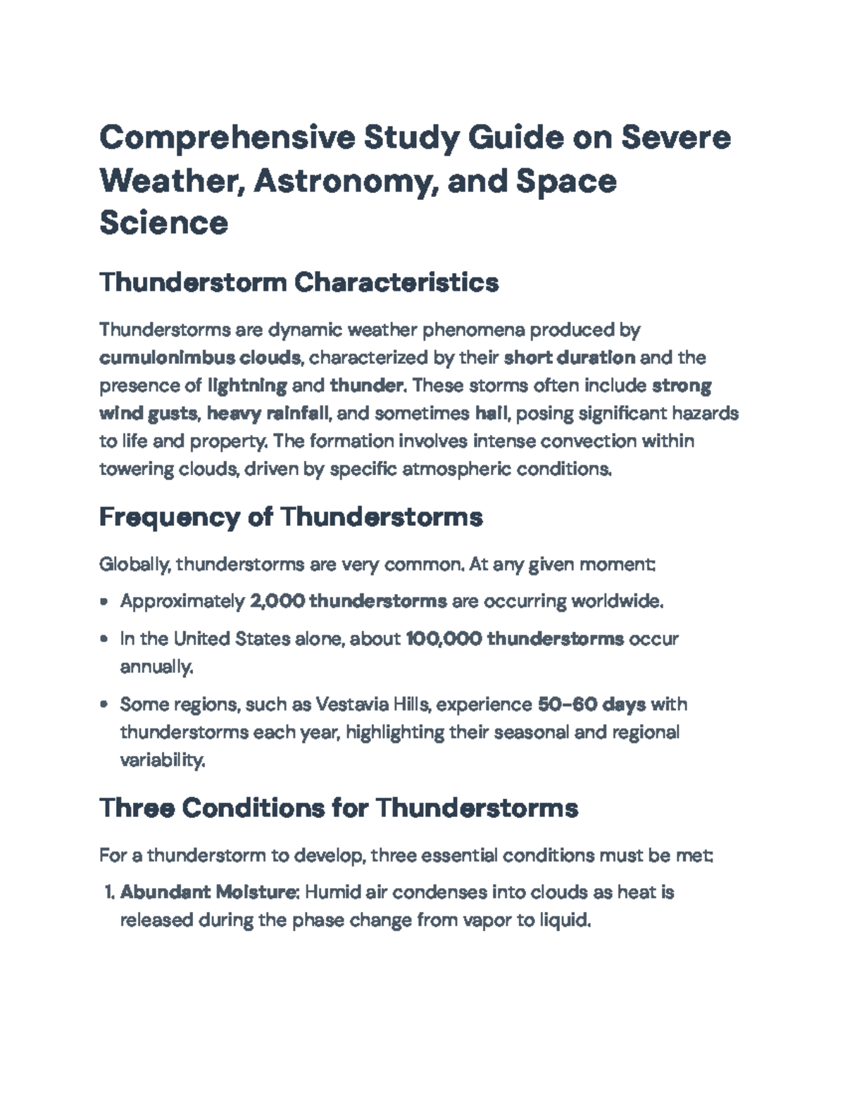 Comprehensive Study Guide: Severe Weather & Astronomy (Course Code ...