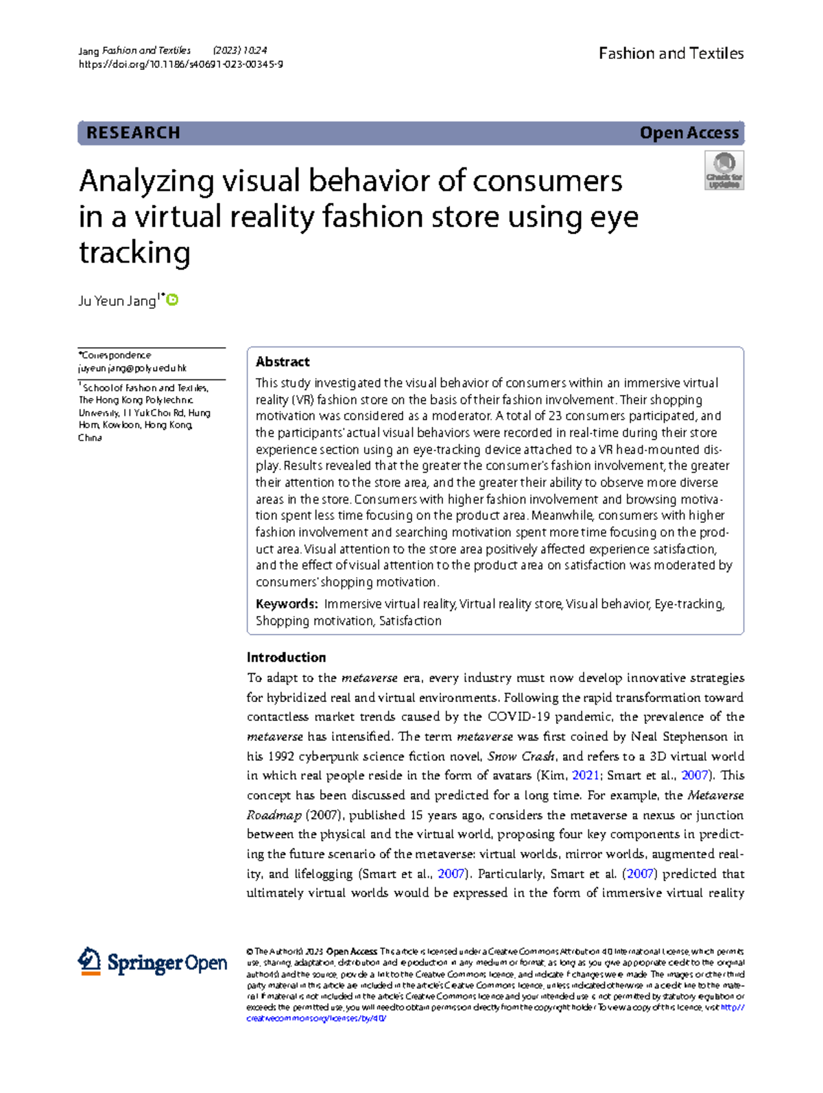 Analyzing Consumer Visual Behavior in VR Fashion Stores (2023) - Studocu
