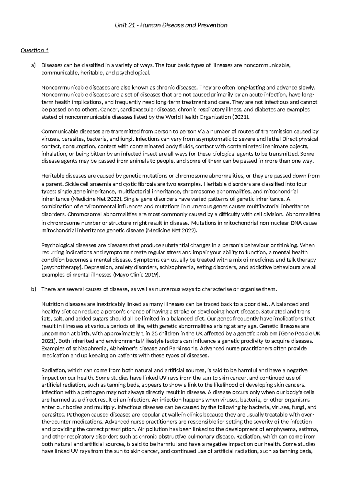 Unit 21: Overview of Human Diseases, Prevention, and Management - Studocu