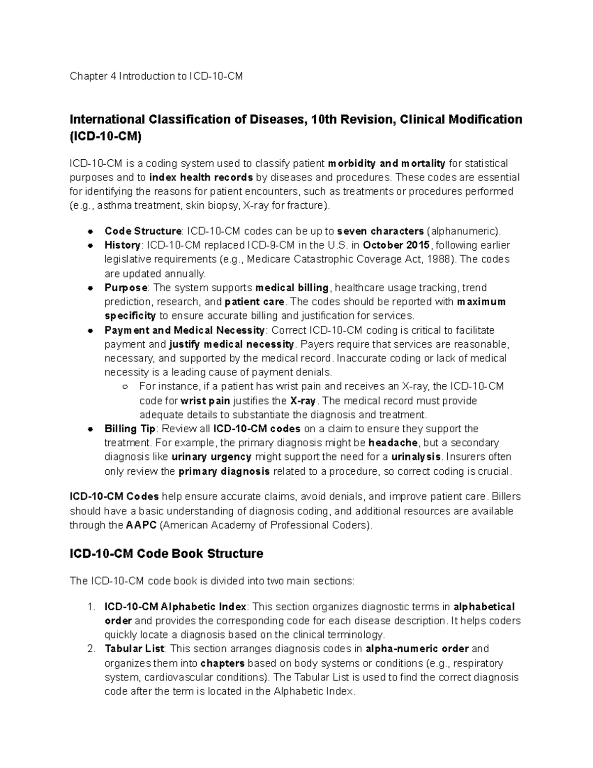 Chapter 7: Understanding Medical Necessity and Coding Guidelines - Studocu