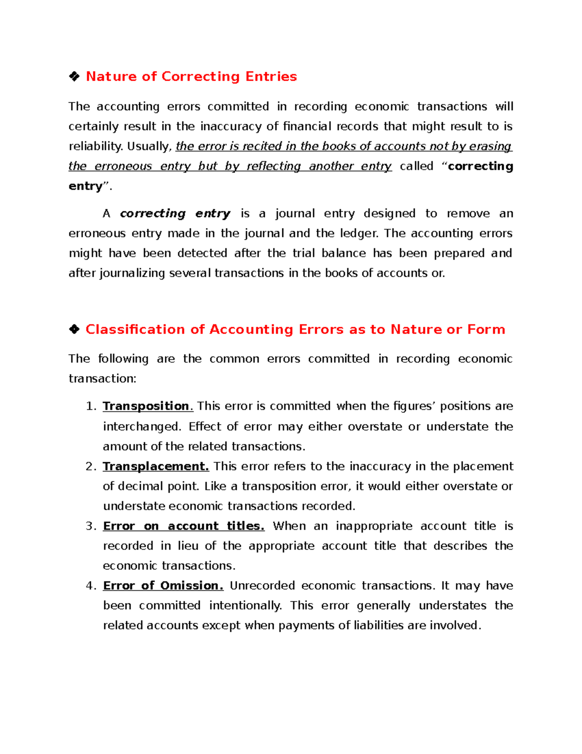 Module 9 - Understanding and Correcting Accounting Errors - Studocu