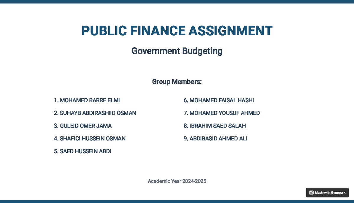 PUBLIC FINANCE 2025: Government Budgeting Assignment Overview - Studocu