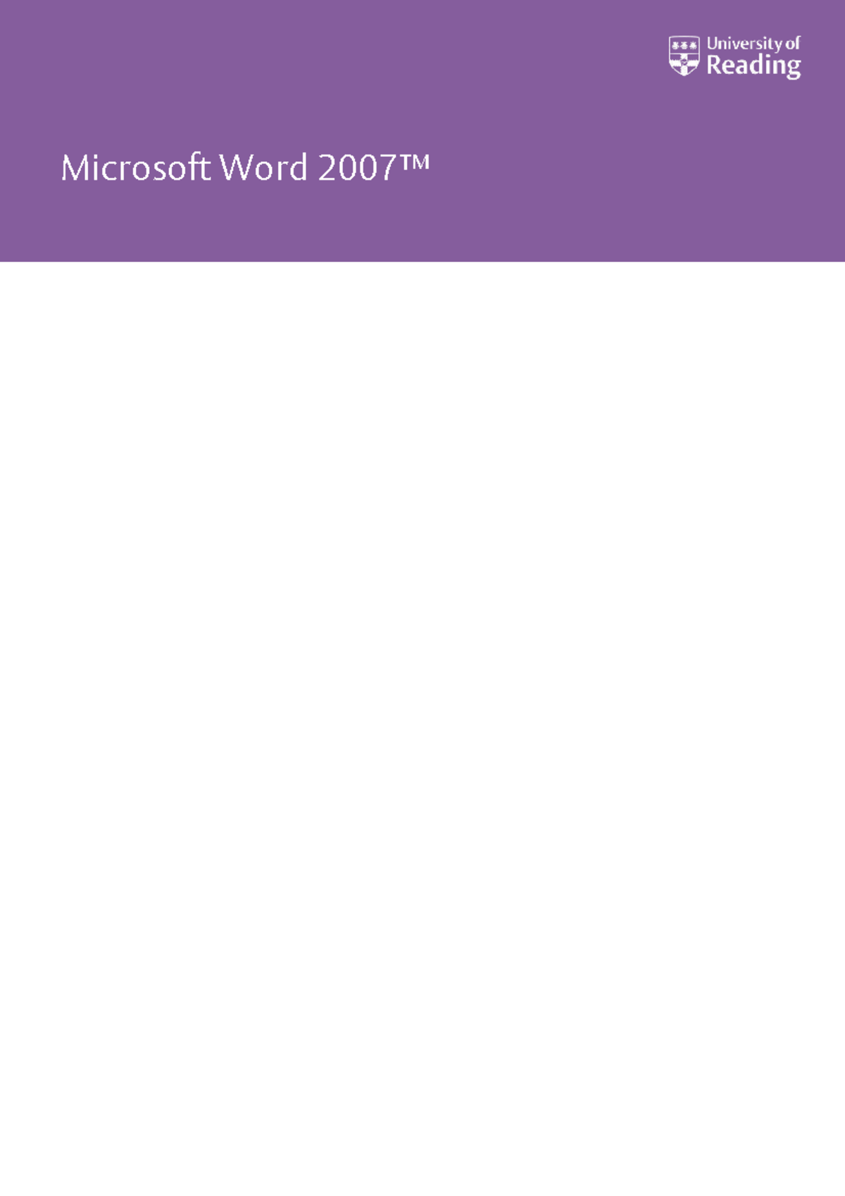 IT Services: Microsoft Word 2007 Level 1 Essential Guide - Studocu