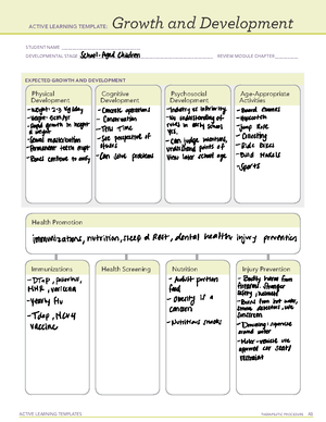 Growth and development ATI template - STUDENT NAME DEVELOPMENTAL STAGE ...