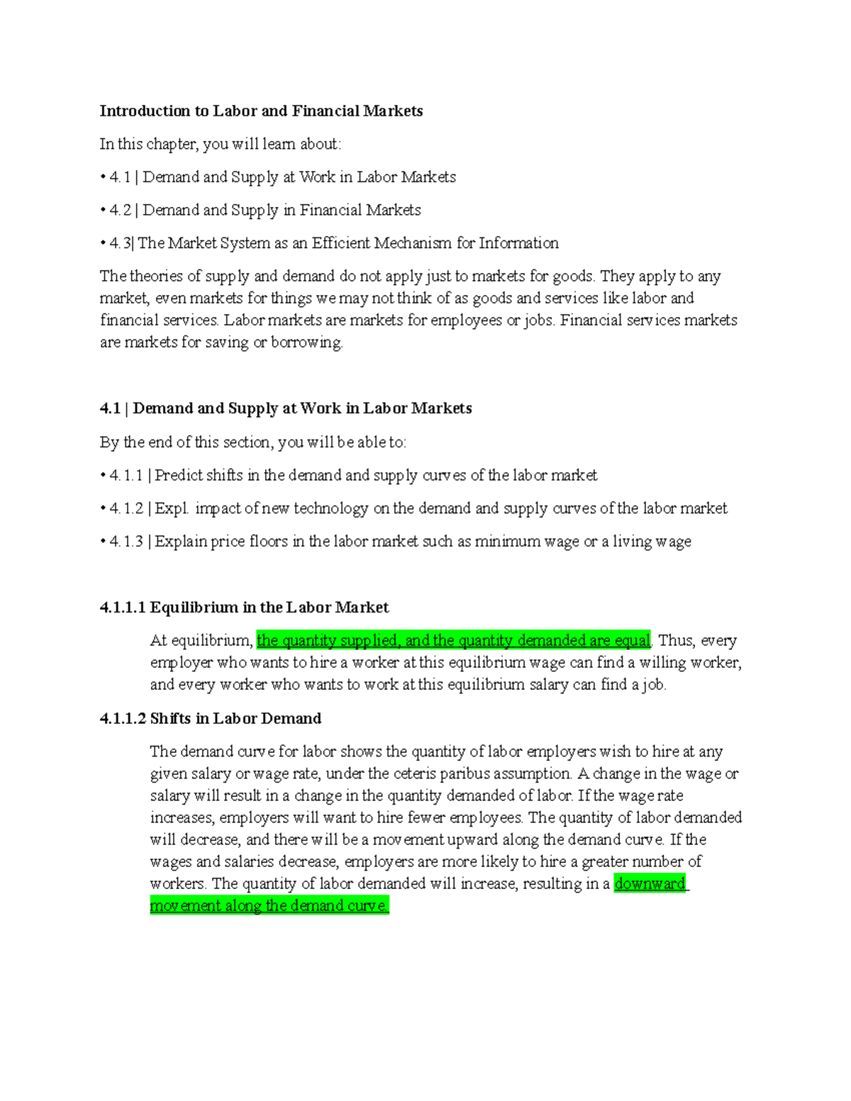 Basic Microeconomics: Labor & Financial Markets Overview - Studocu
