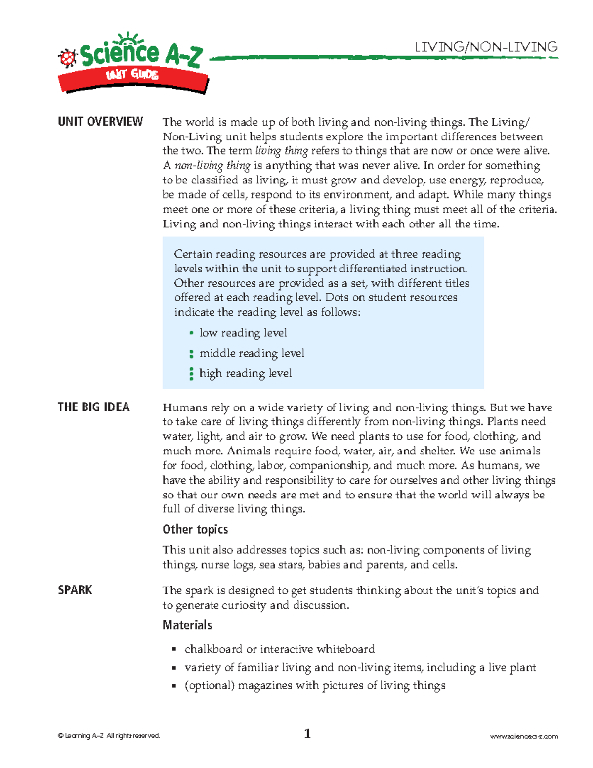 K-2 Unit Guide: Understanding Living and Non-Living Things - Studocu