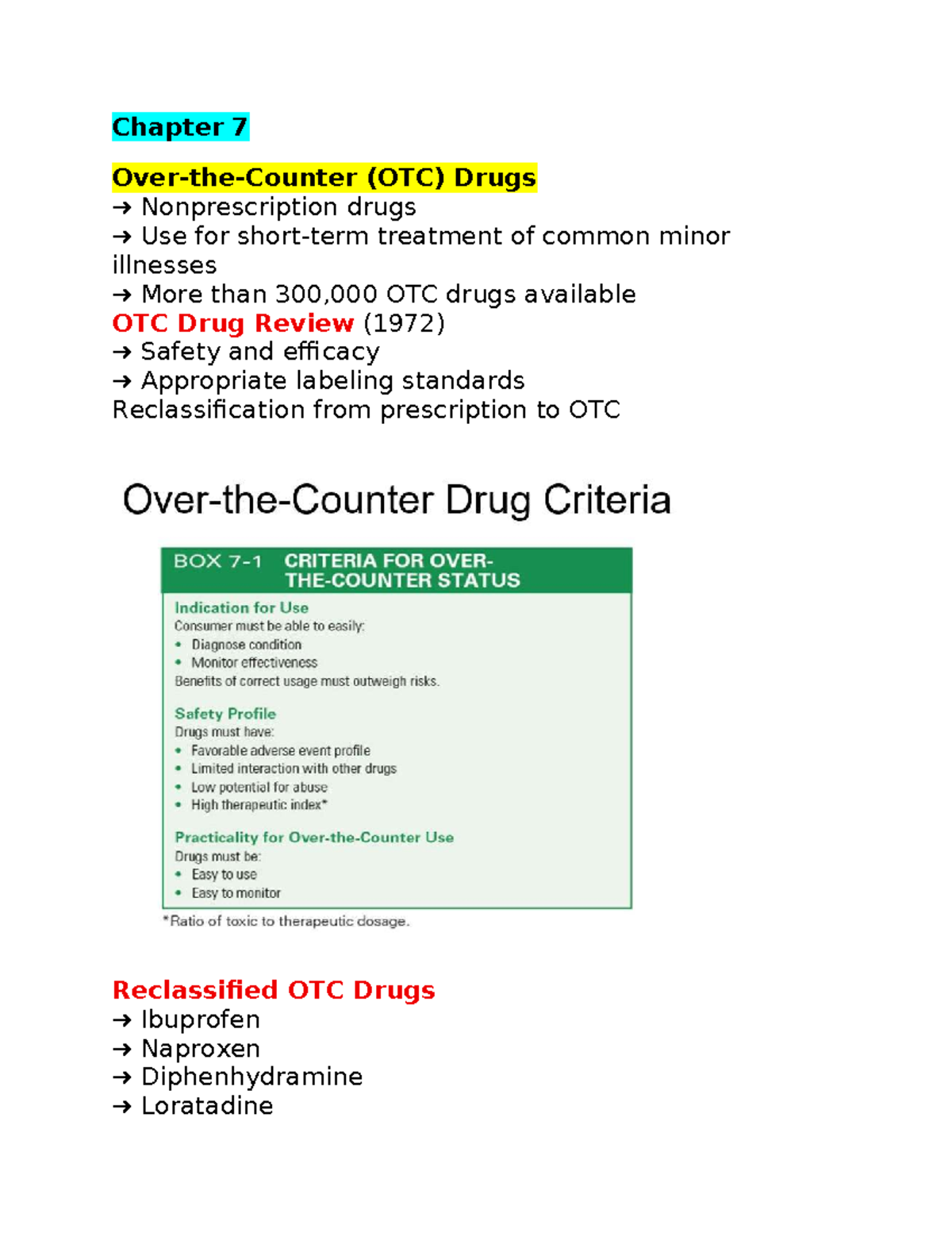 Pharm Test 2 - Chapter 7 & 18: OTC & Adrenergic Drugs Overview - Studocu