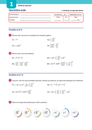 Ficha matematica 6 ano expressoes numericas - Ficha de Trabalho 6º ano ...