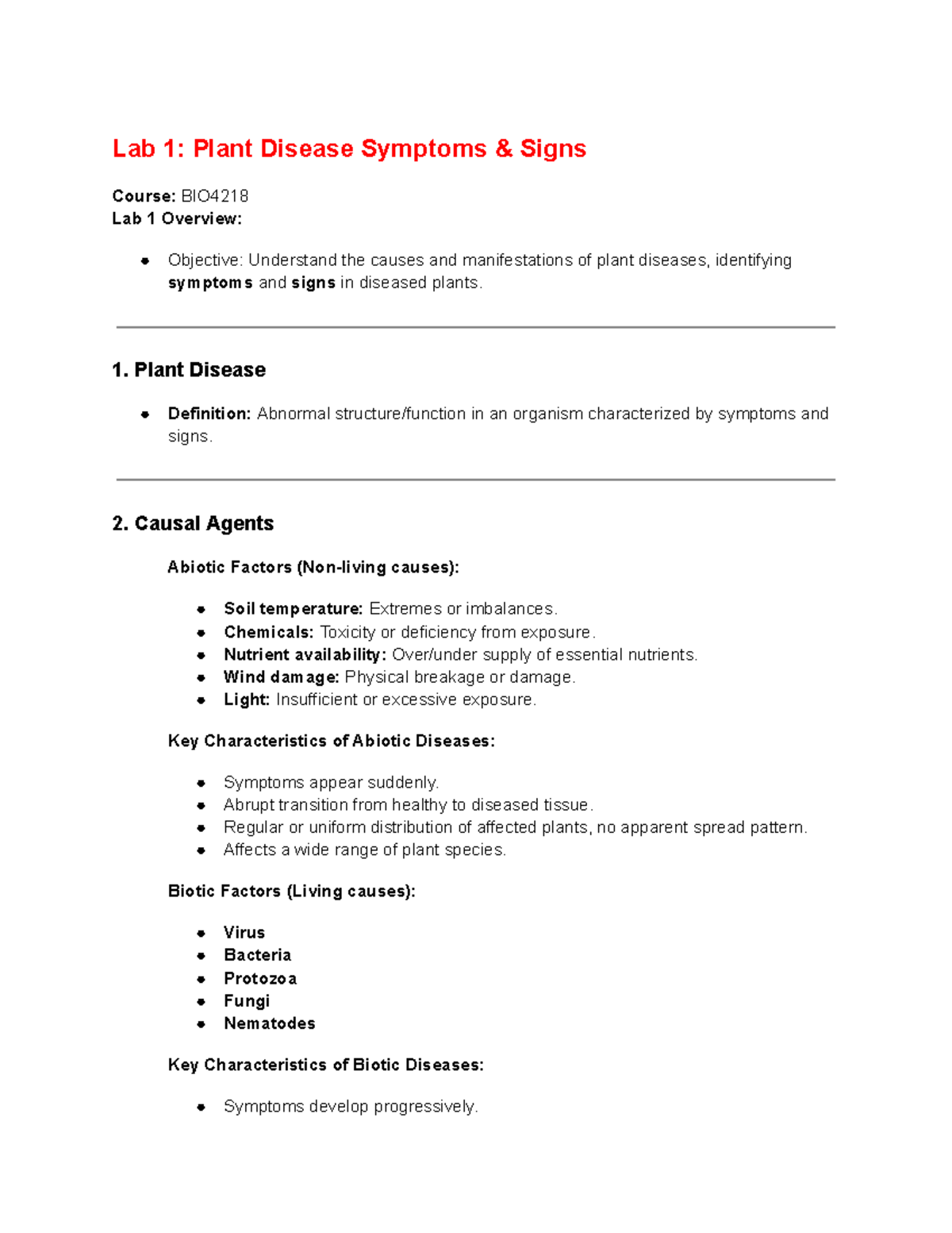 BIO Lab Exam Notes: Understanding Plant Diseases and Pathogens - Studocu