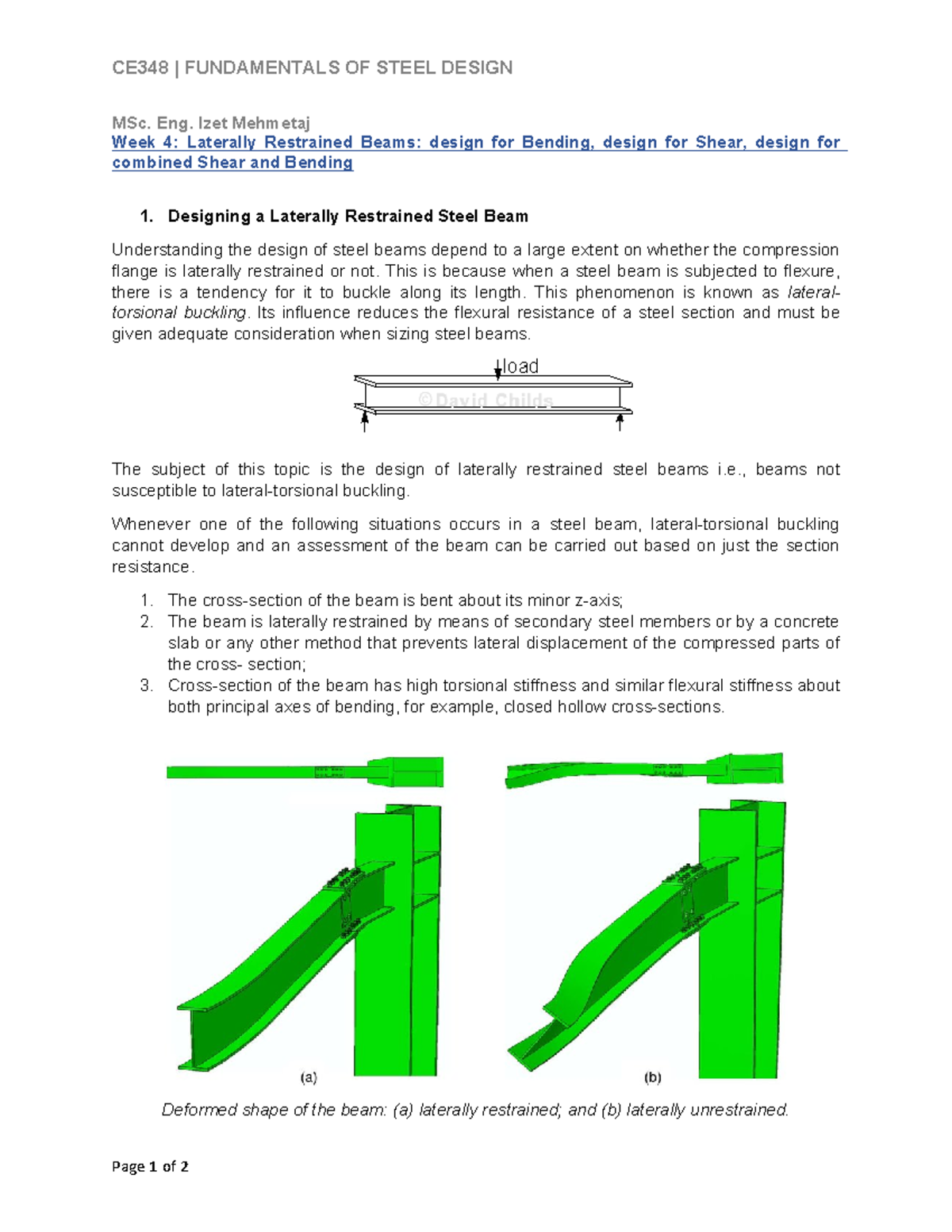 W04_Laterally Restrained Steel Beams: Design, Shear & Bending Analysis ...