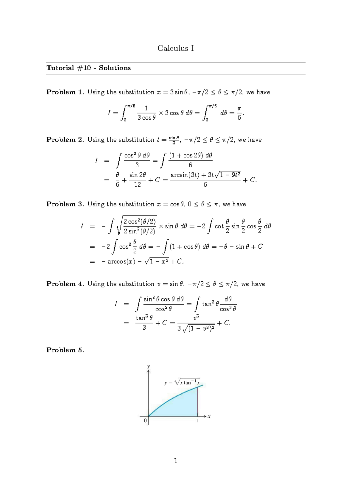Calculus I - Solutions for Tutorial #10: Detailed Steps and Answers ...