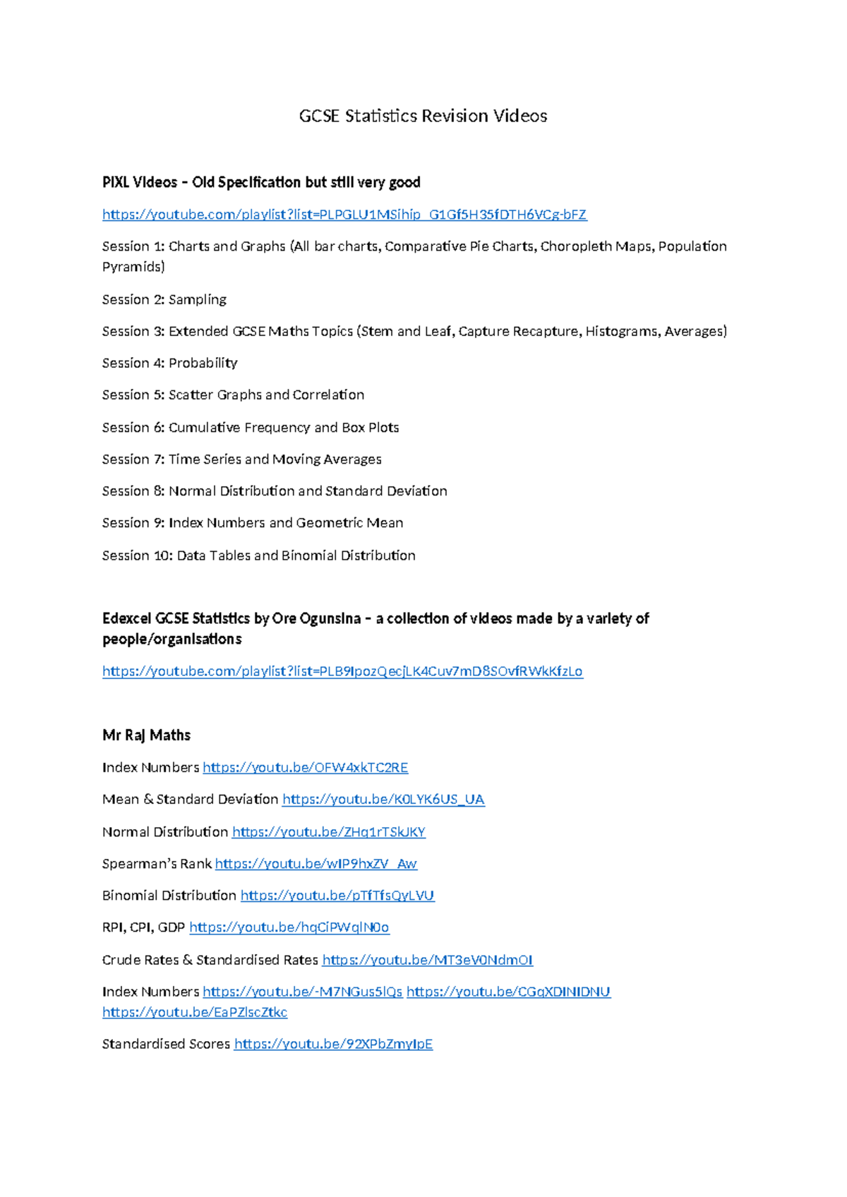GCSE Statistics Revision Videos: Charts, Graphs & More - Studocu