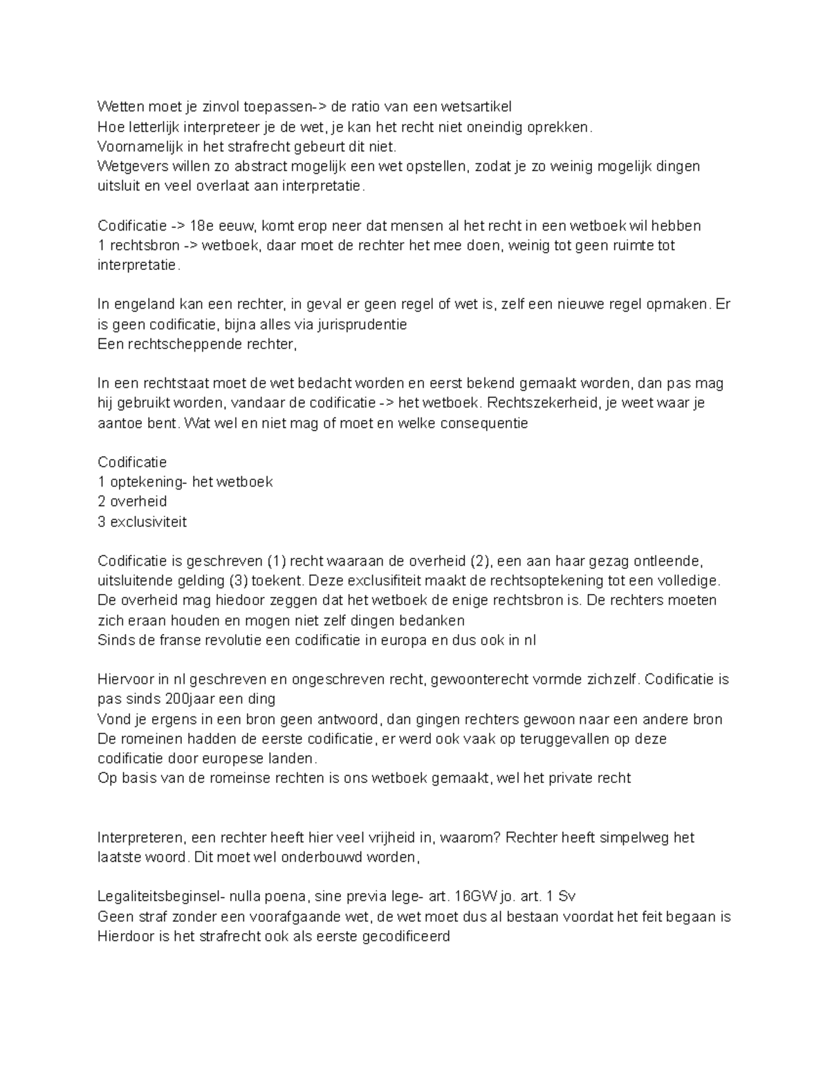 Week 1 Aantekeningen RGS: Codificatie en Interpretatie van Wetten ...