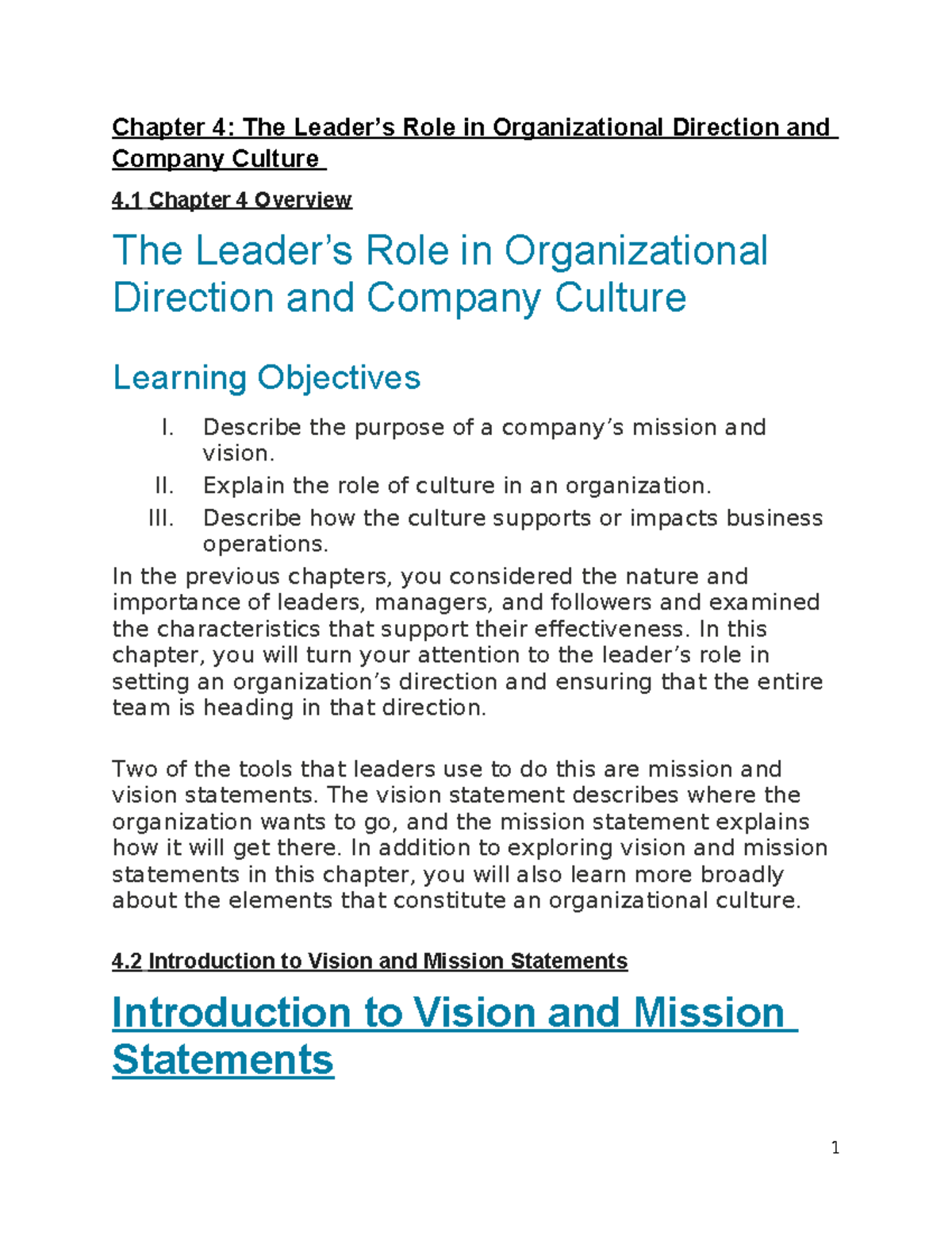 Developing Effective Vision and Mission Statements (BBL 101) - Chapter ...