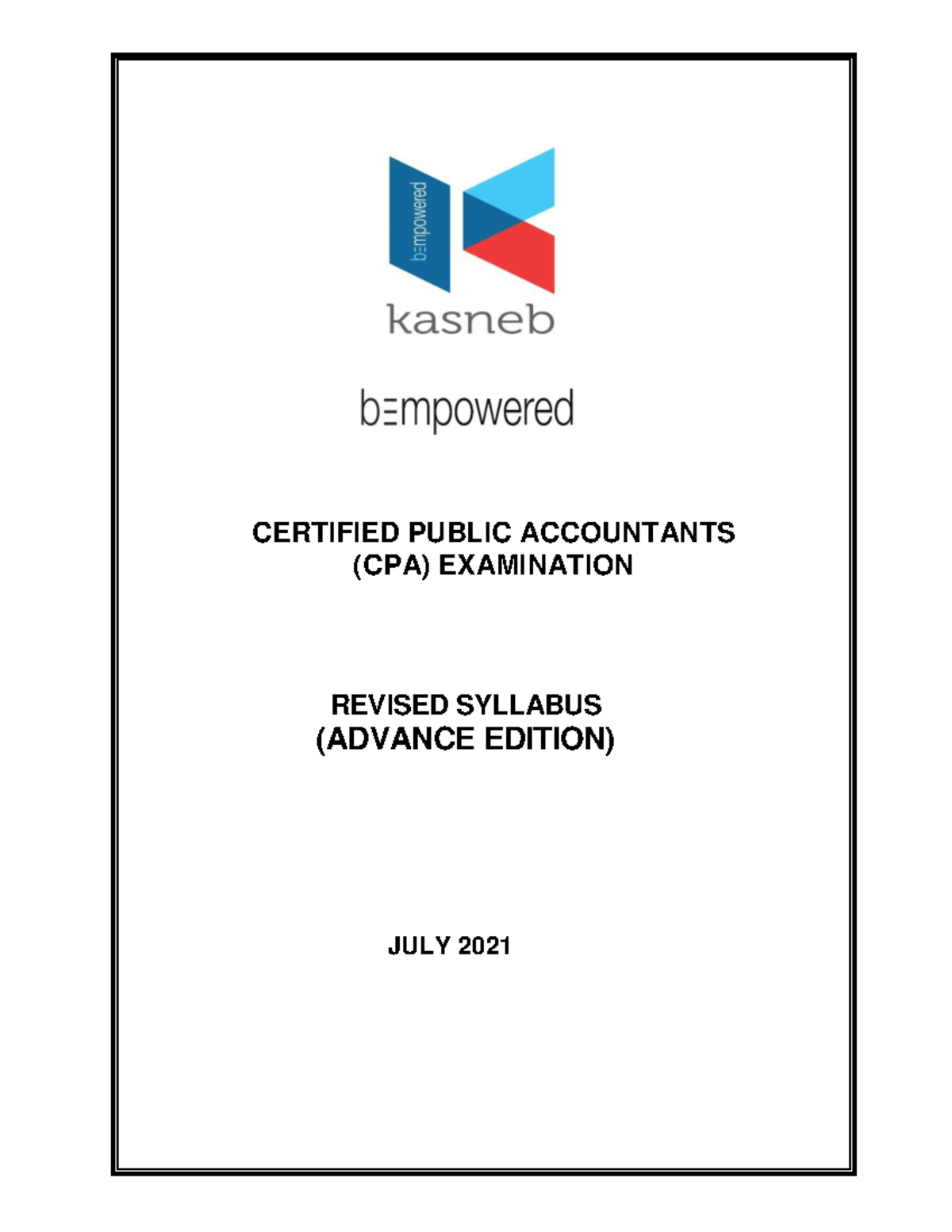 CPA Examination Revised Syllabus and Content (Advance Edition) 2021 ...