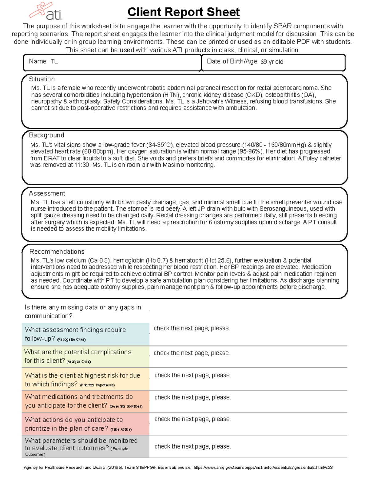 Client Report Sheet: Clinical Assessment and Care Planning Guide - Studocu