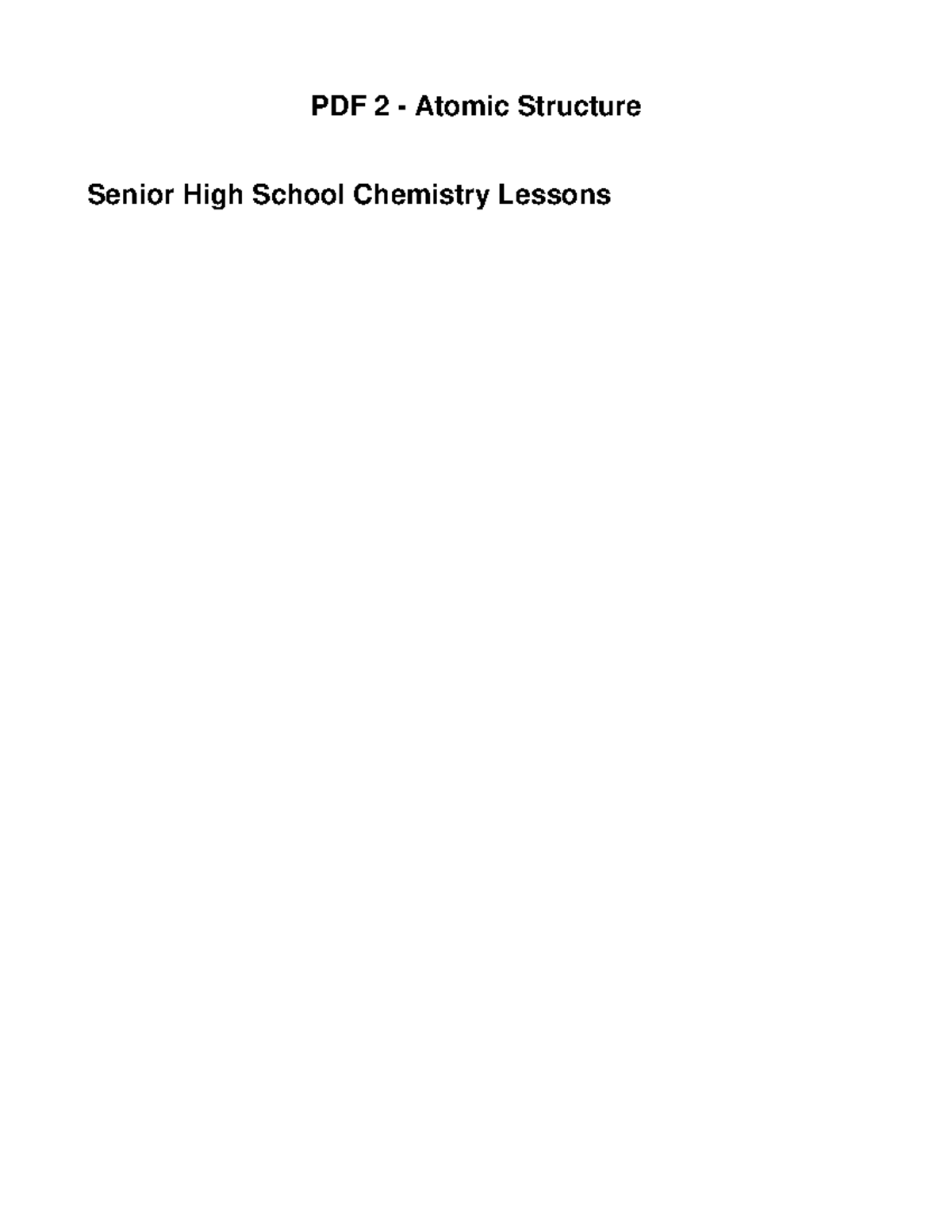 Chemistry PDF 2: Atomic Structure & Key Concepts for High School - Studocu