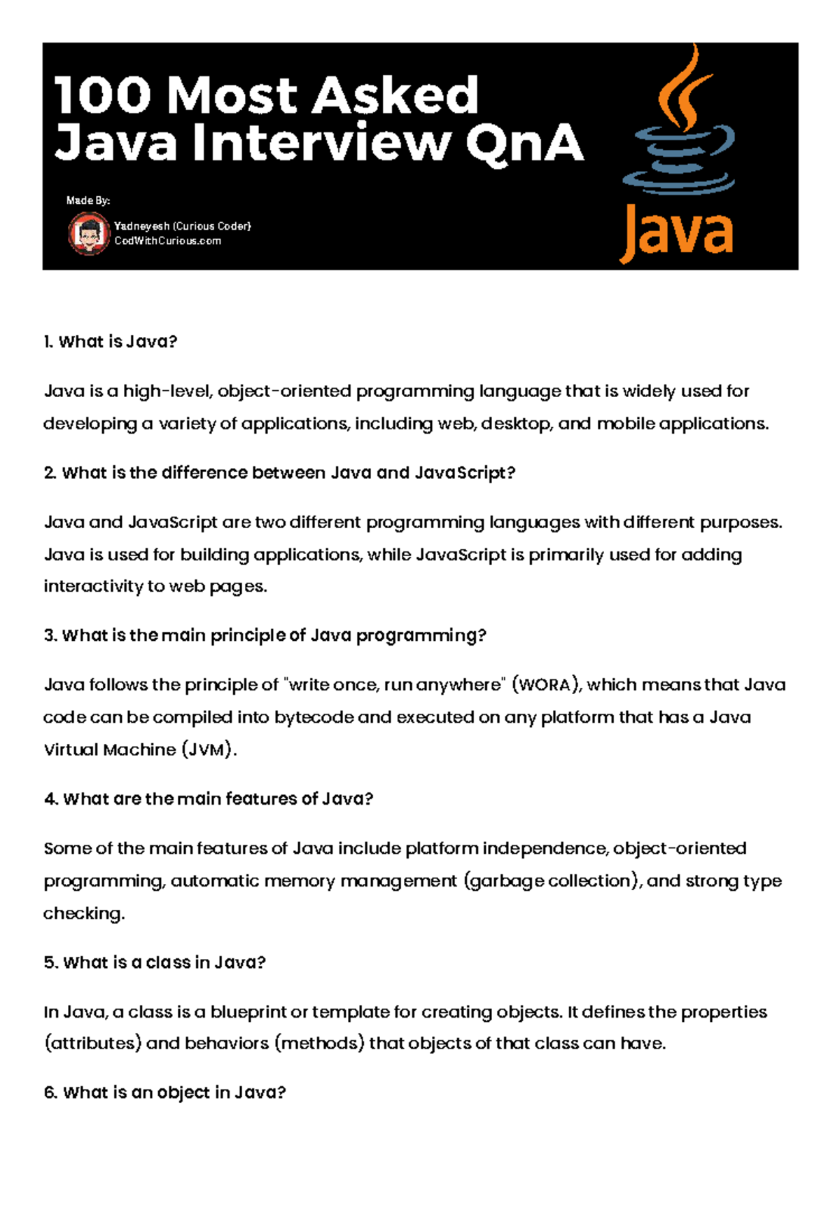 100 Most Asked Java Interview Questions & Answers (Java 101) - Studocu
