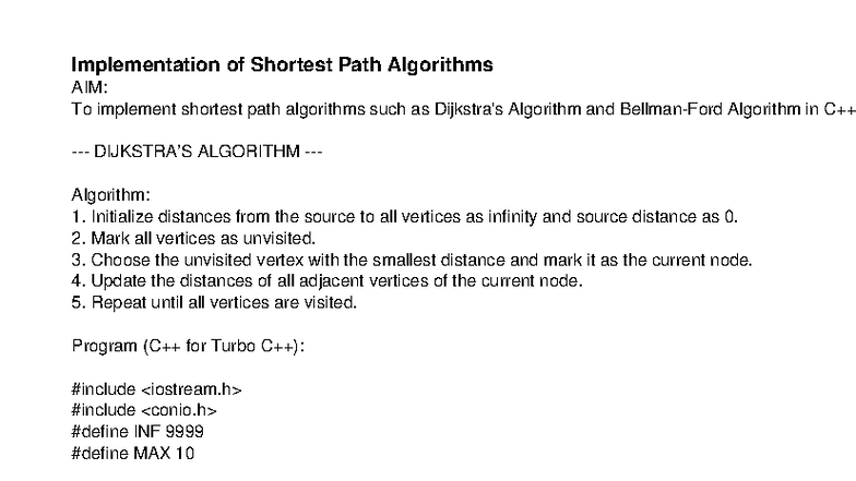 Implementation of Shortest Path Algorithms: Dijkstra & Bellman-Ford ...