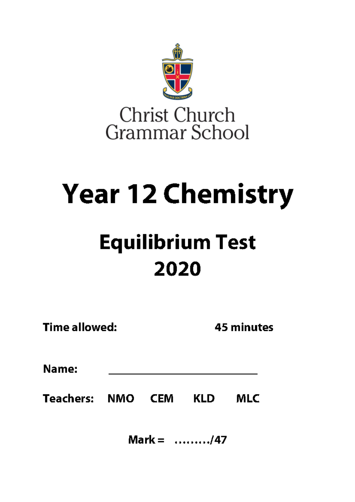 2020 Year 12 Chemistry Equilibrium Test Revision Notes - Studocu