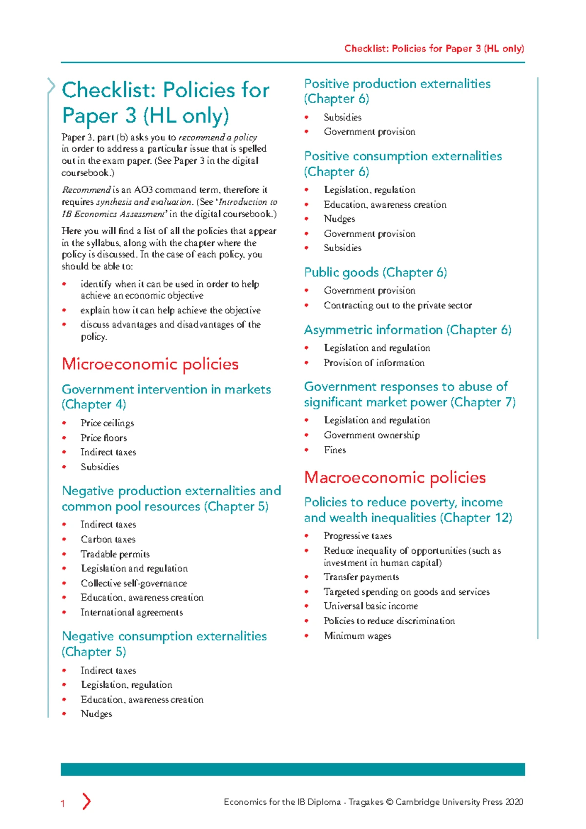 Checklist for IB Economics Calculations: HL & SL - Studocu