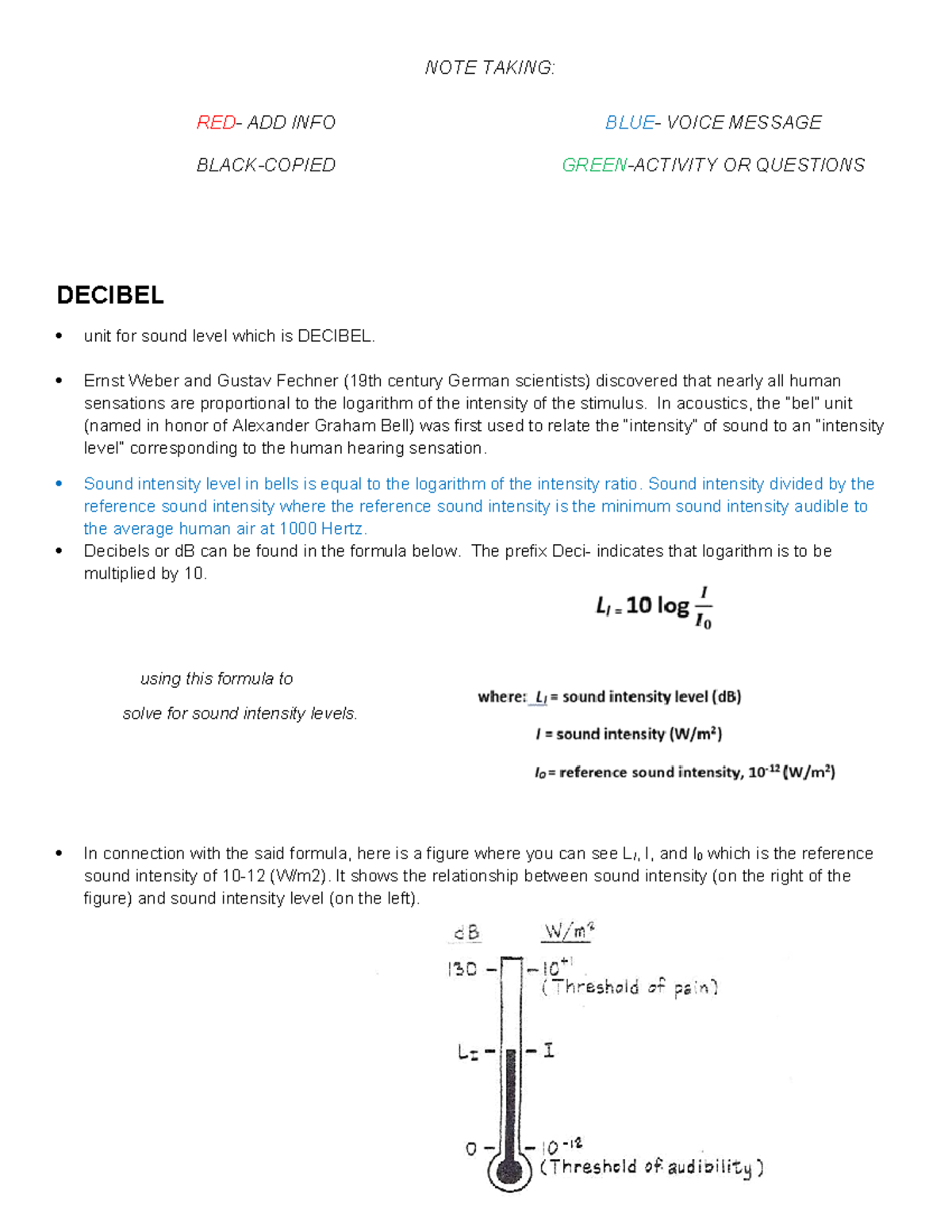 Class 4 - Lecture Notes on Decibels and Sound Levels - Studocu