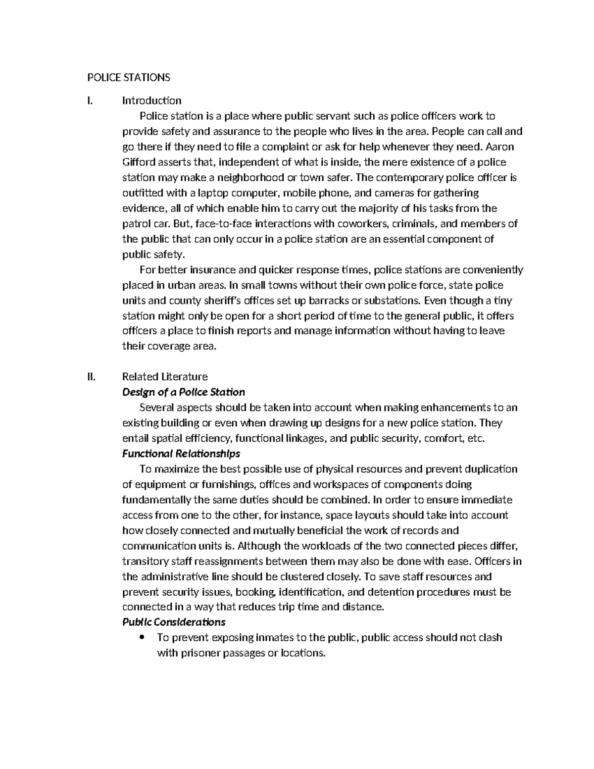Police Station Design & Functionality Research Report - Studocu