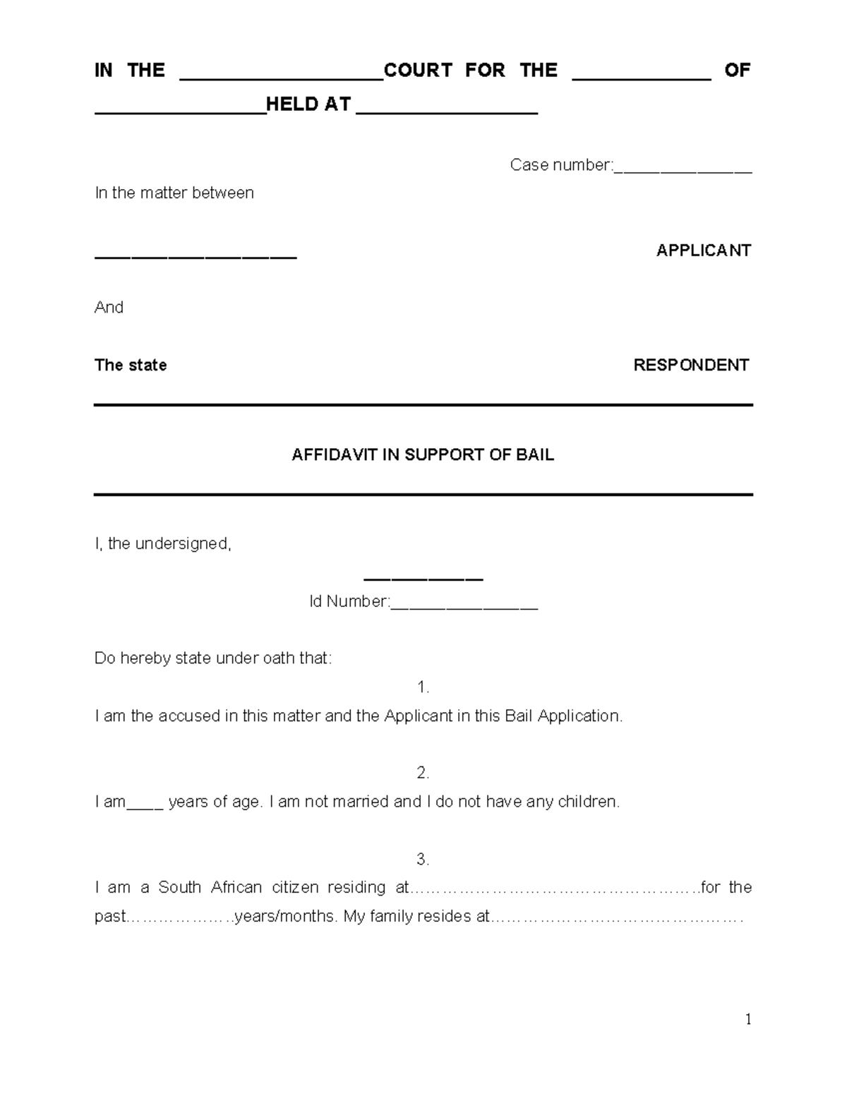Bail Application Example: Legal Affidavit Template for Students - Studocu