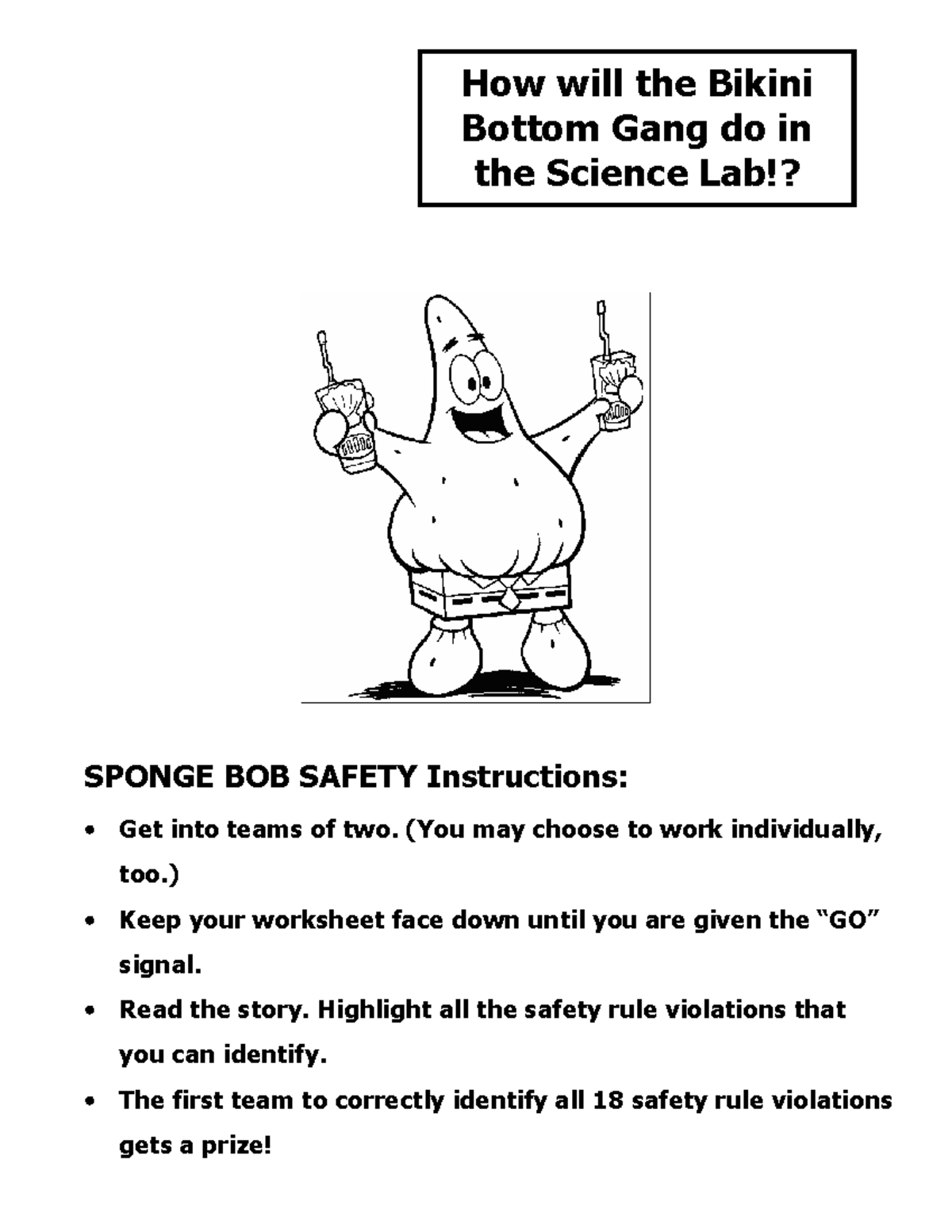 Spongebob Science Safety Rules: Identify Violations for Prize! - Studocu