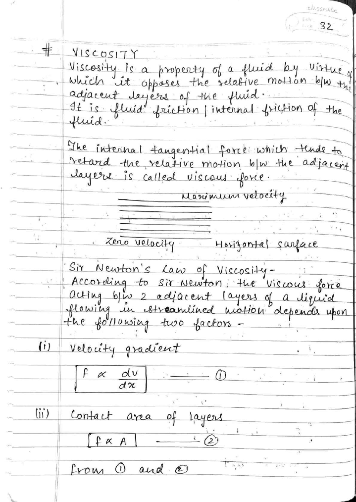 Viscosity Notes for Physics 101: Understanding Fluid Dynamics - Studocu