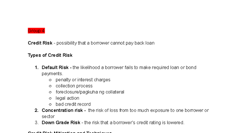 CREDIT 101: Understanding Credit Risk and Mitigation Strategies - Studocu