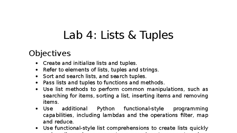 FoP Lab 5: Lists, Tuples, and Python Programming Tasks - Studocu