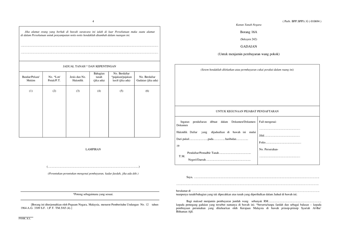 Borang 16A Borang 16A Borang 16A Borang 16A - 4 Jika alamat orang yang ...