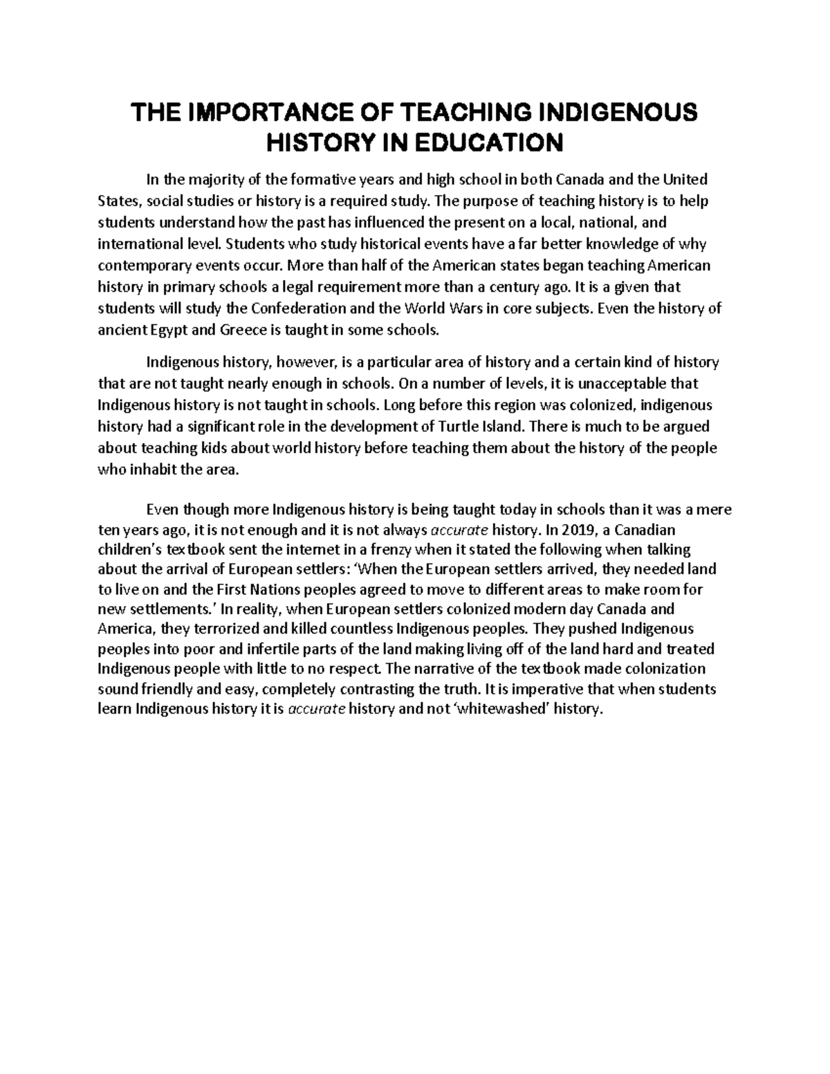 THE Importance OF Teaching Indigenous History IN Education - THE ...