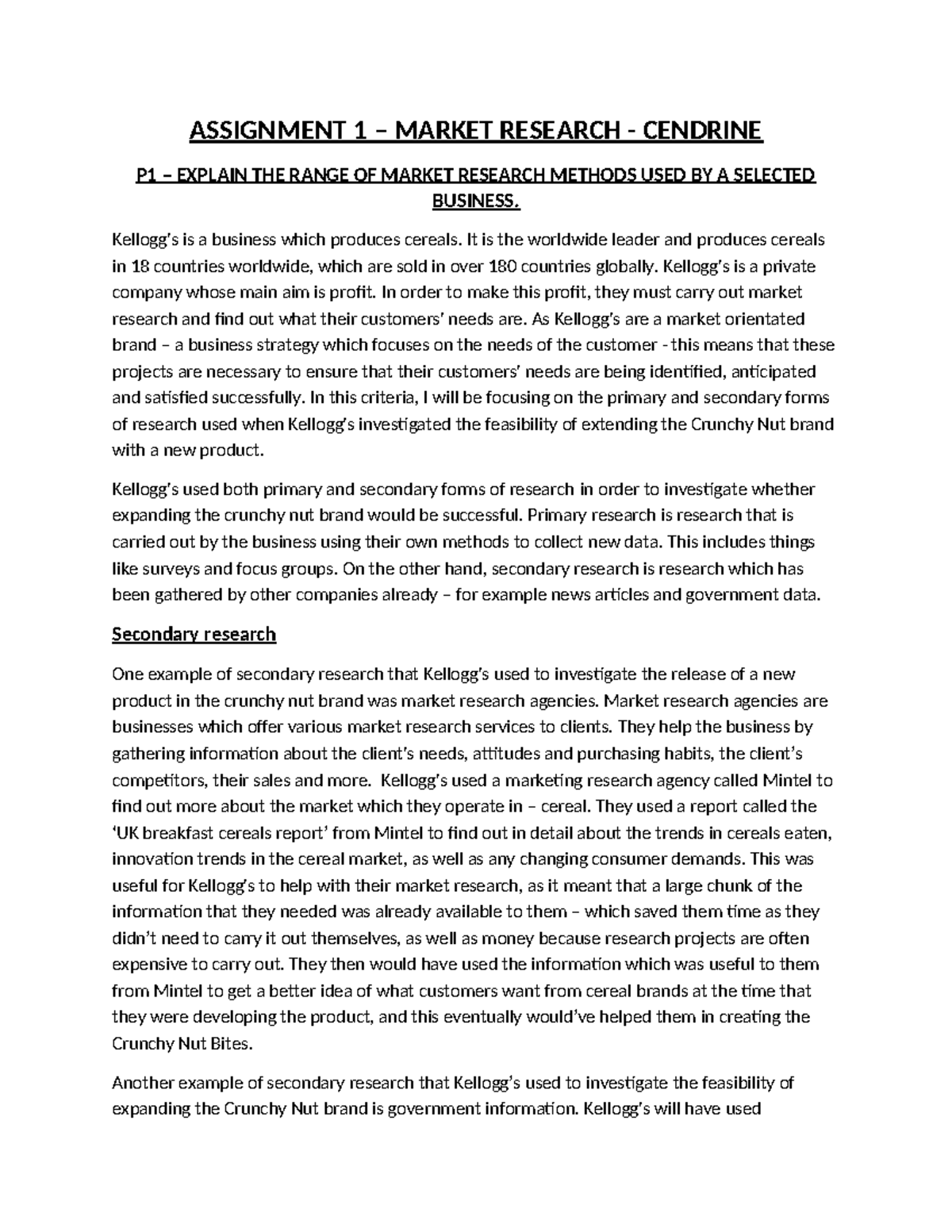 Unit 22 - Market Research Assignment 1: Kellogg's Brand Extension ...