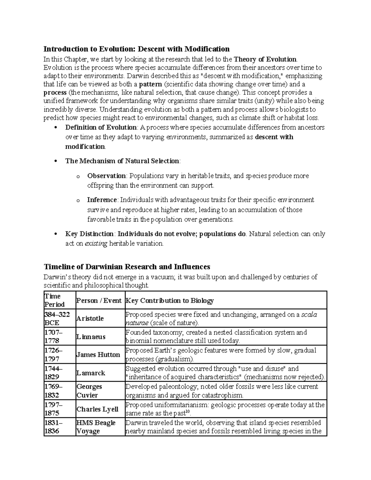 Chapter 22 Notes: Introduction to Evolution - ASDFASDF - Studocu