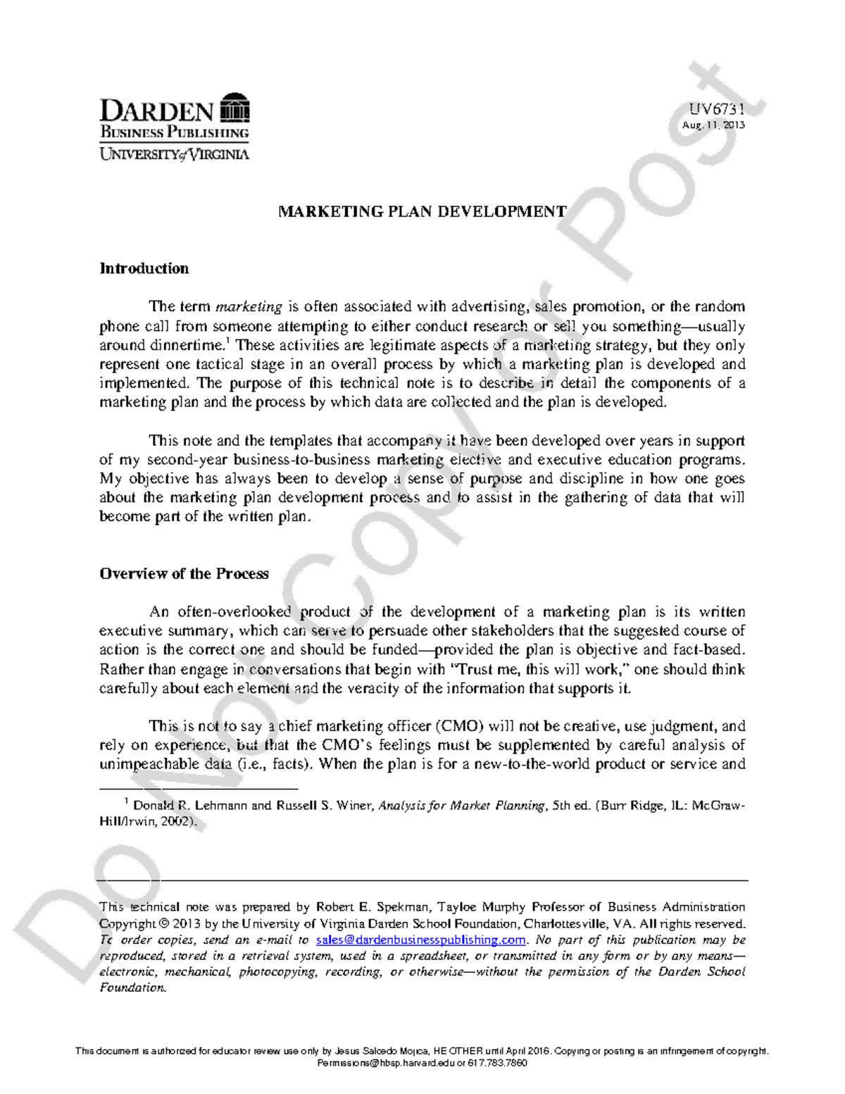 Marketing Plan Development: A Comprehensive Guide for UV6731 - Studocu