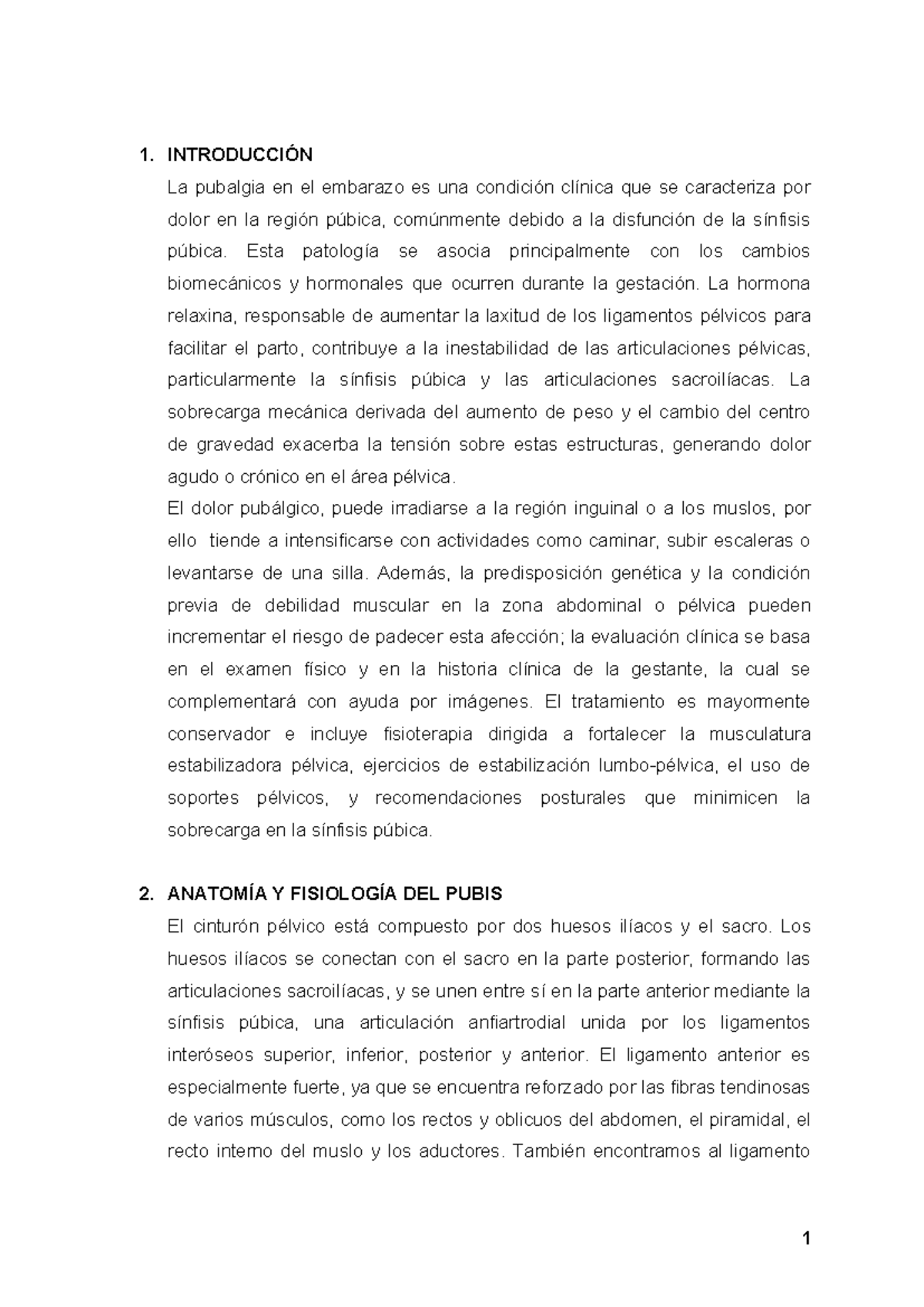 Monografía sobre Pubalgia en el Embarazo: Causas y Tratamientos - Studocu