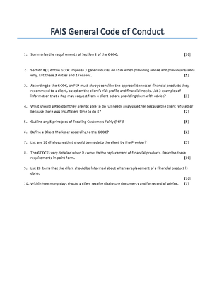 FAIS Financial Products Categories and Sub-Categories- RE5 & RE1 Exams ...