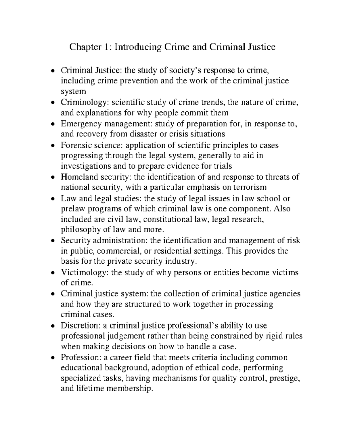 Criminal Justice CRJ 101 Midterm Exam Study Guide and Notes - Studocu