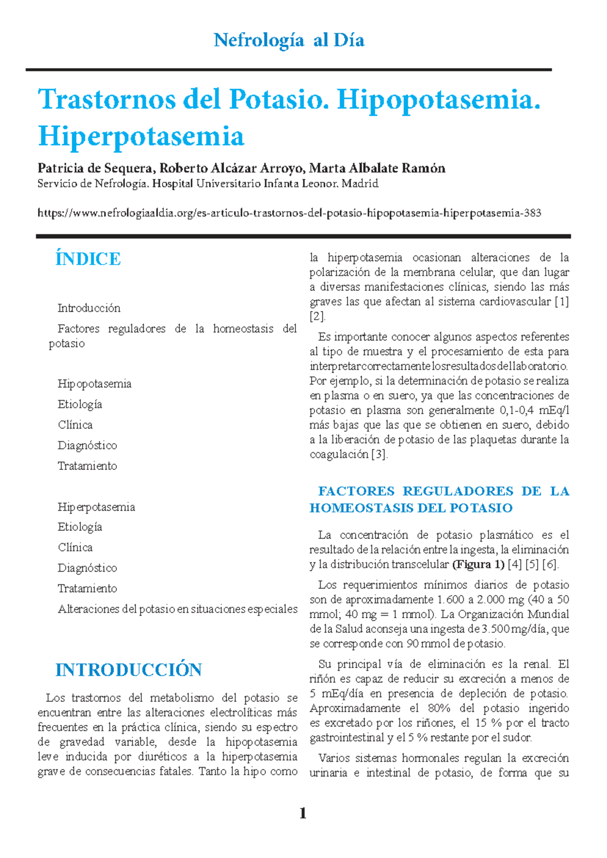 Nefrología al Día: Trastornos del Potasio - Hipopotasemia y ...