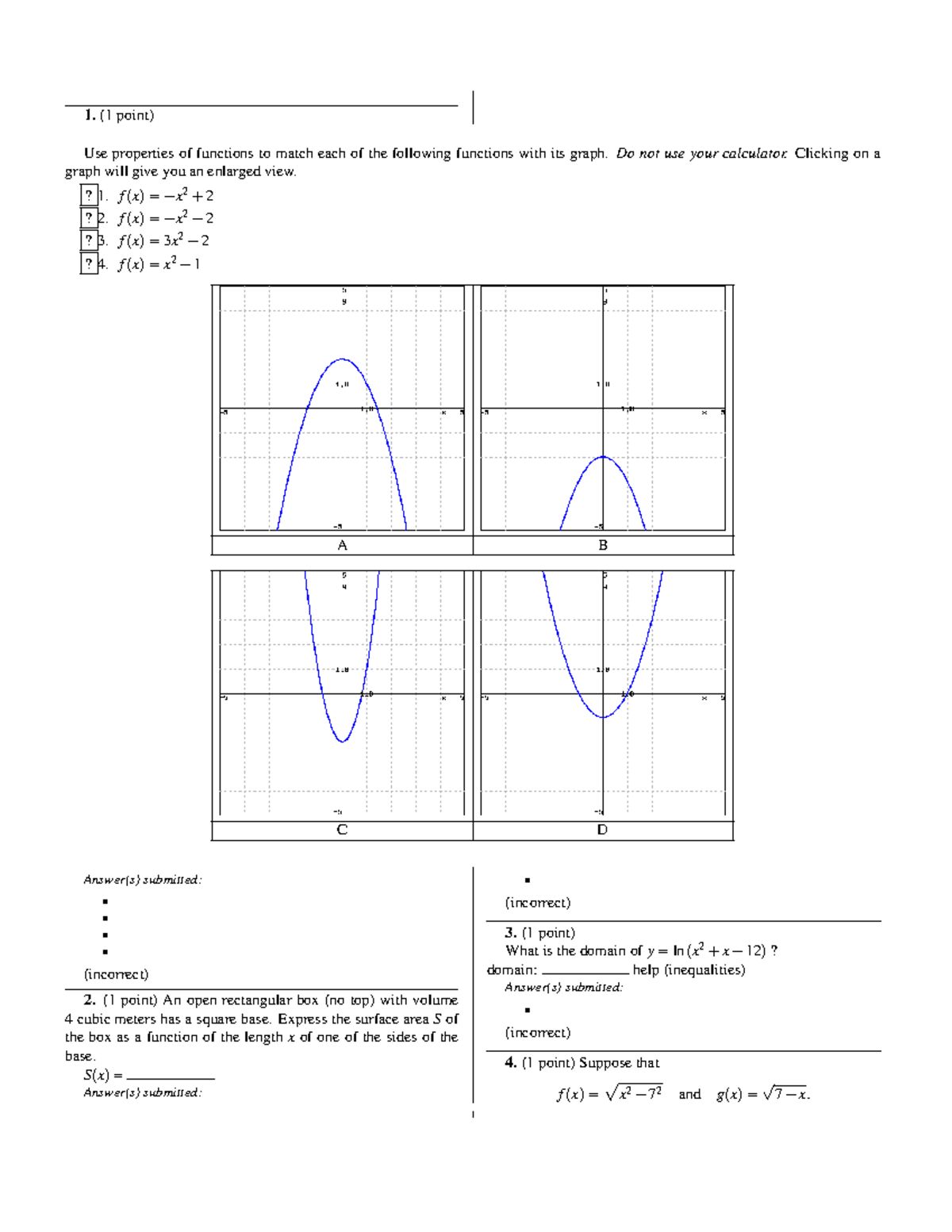 Assignment 1: Functions and Graphs Analysis - Studocu