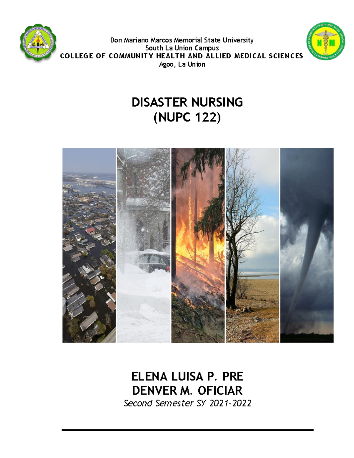 Disaster Nursing Module 1 Overview (NUPC 122) - Studocu