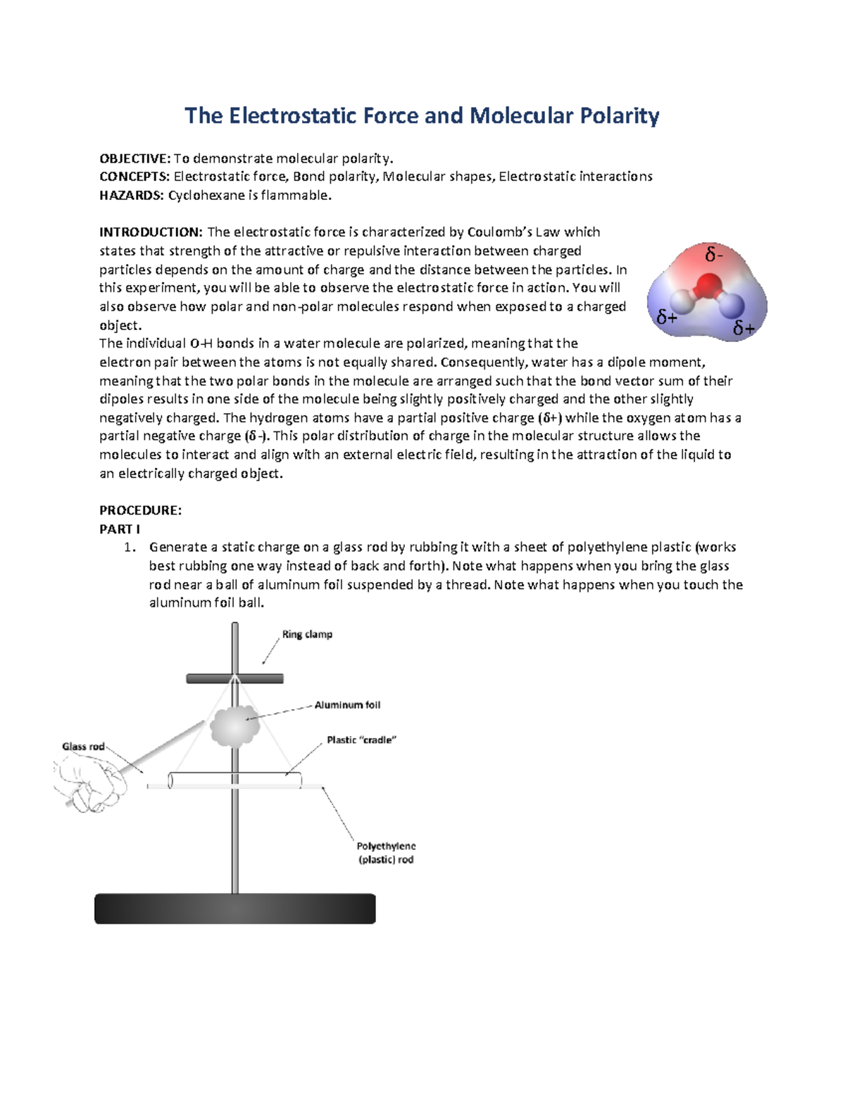 Electrostatic Forces and Molecular Polarity - Updated Study Guide - Studocu
