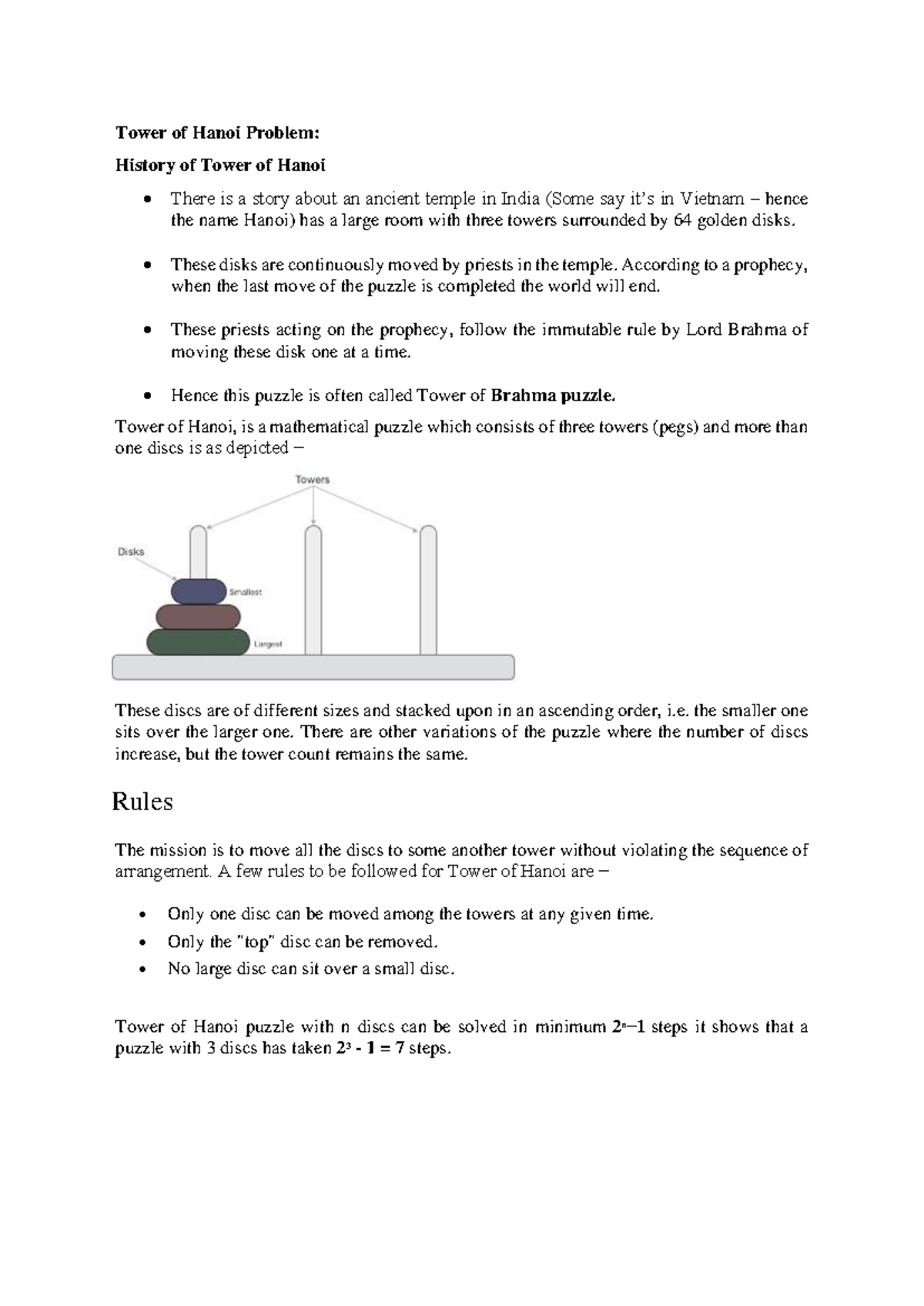 Tower of Hanoi - data structures - Tower of Hanoi Problem: History of ...