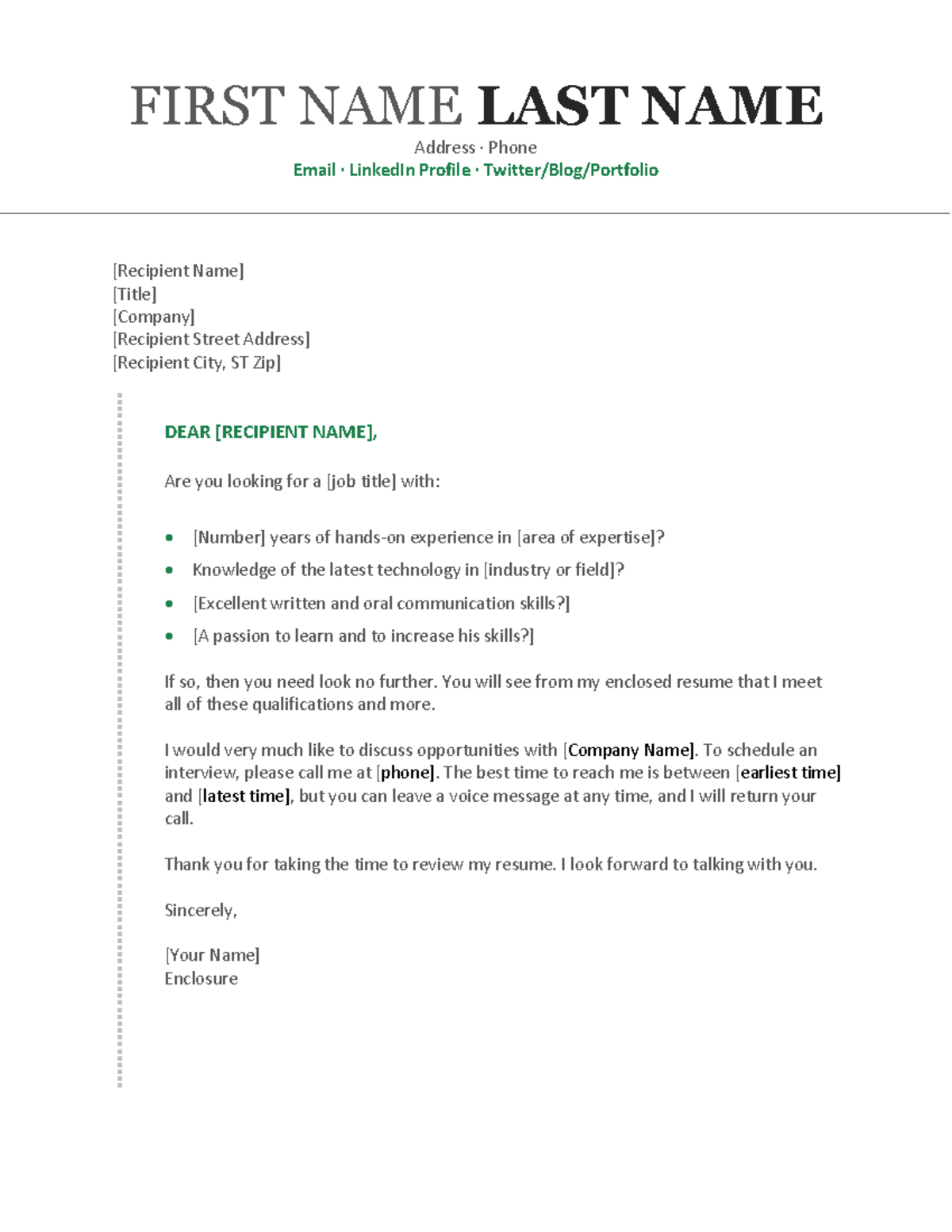 Modern Chronological Cover Letter Template for Job Applications - Studocu