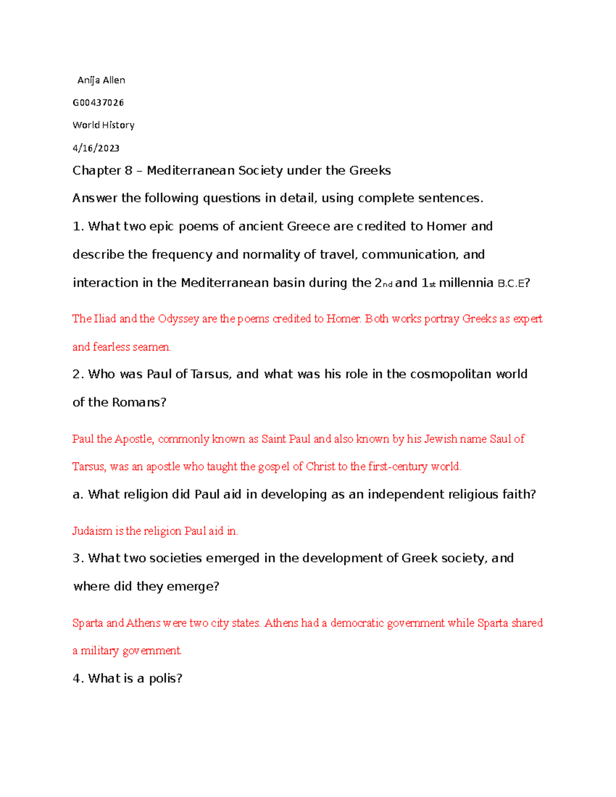 World History 8 - Chapter 8: Ancient Greek & Roman Society Insights ...