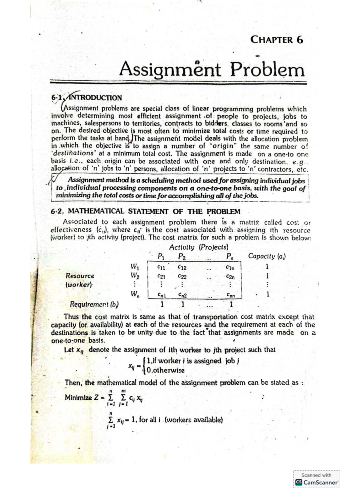 CHAPTER 6: Assignment Problem in Operations Research - Studocu