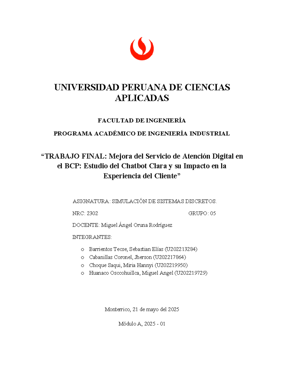 Optimización del Servicio de Atención Digital en el BCP: Estudio del ...