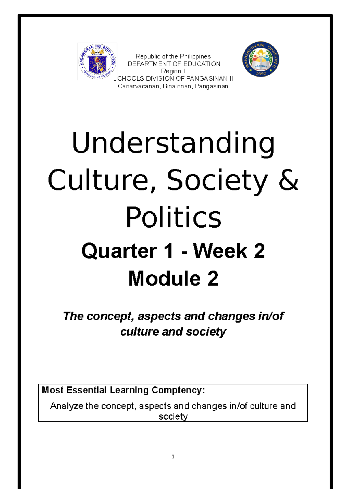 UCSP Module-2 - Module 2 for UCSP - Republic of the Philippines ...